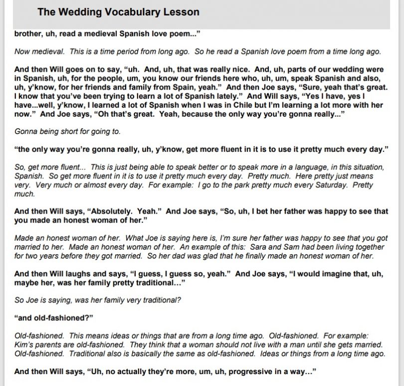 Real English Conversation: Lesson 1 - The Wedding